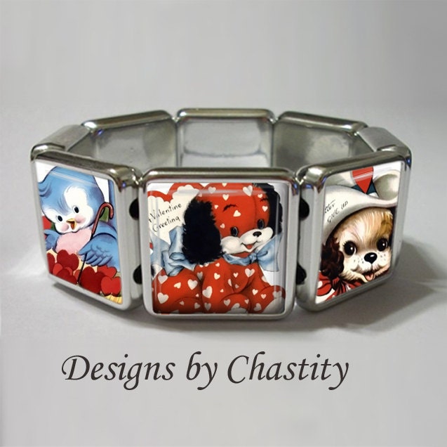 Valentine Stretch Bracelet Vintage Altered Art Kiddish - Etsy