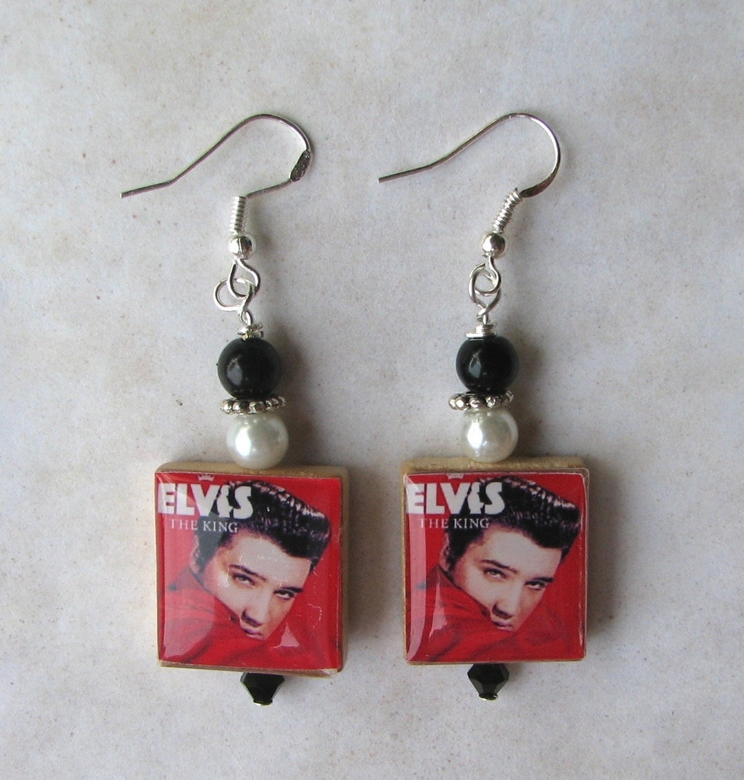 Elvis Presley the King Art Charm Earrings - Etsy