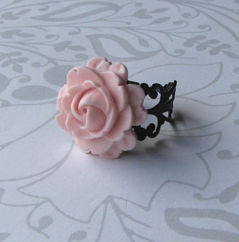 Pink Satin Rose Flower Ring - Etsy