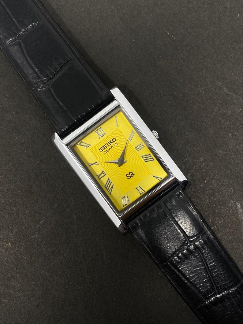 Rare Yellow Dial Vintage Seiko Slim Quartz Gentlemen's Wrist Watch ...