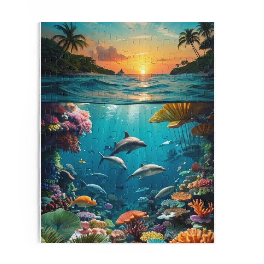 Ocean Sunset Puzzle, Deep Sea Animals Jigsaw, Marine Life Ocean Puzzle ...