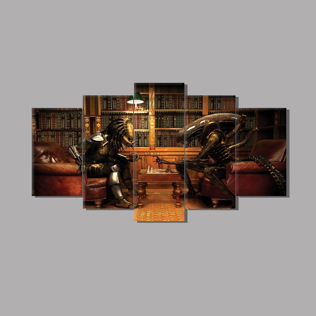 Alien Vs Predator Wall Art, Alien Vs Predator Chess Canvas, Alien ...