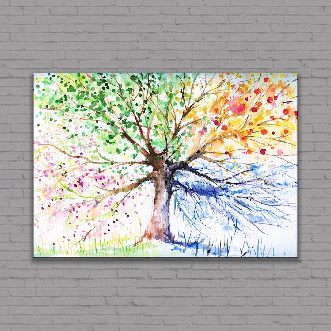 4 Seasons Tree Wall Art, Four Season, Tree Canvas Art, 4 Seasons on ...