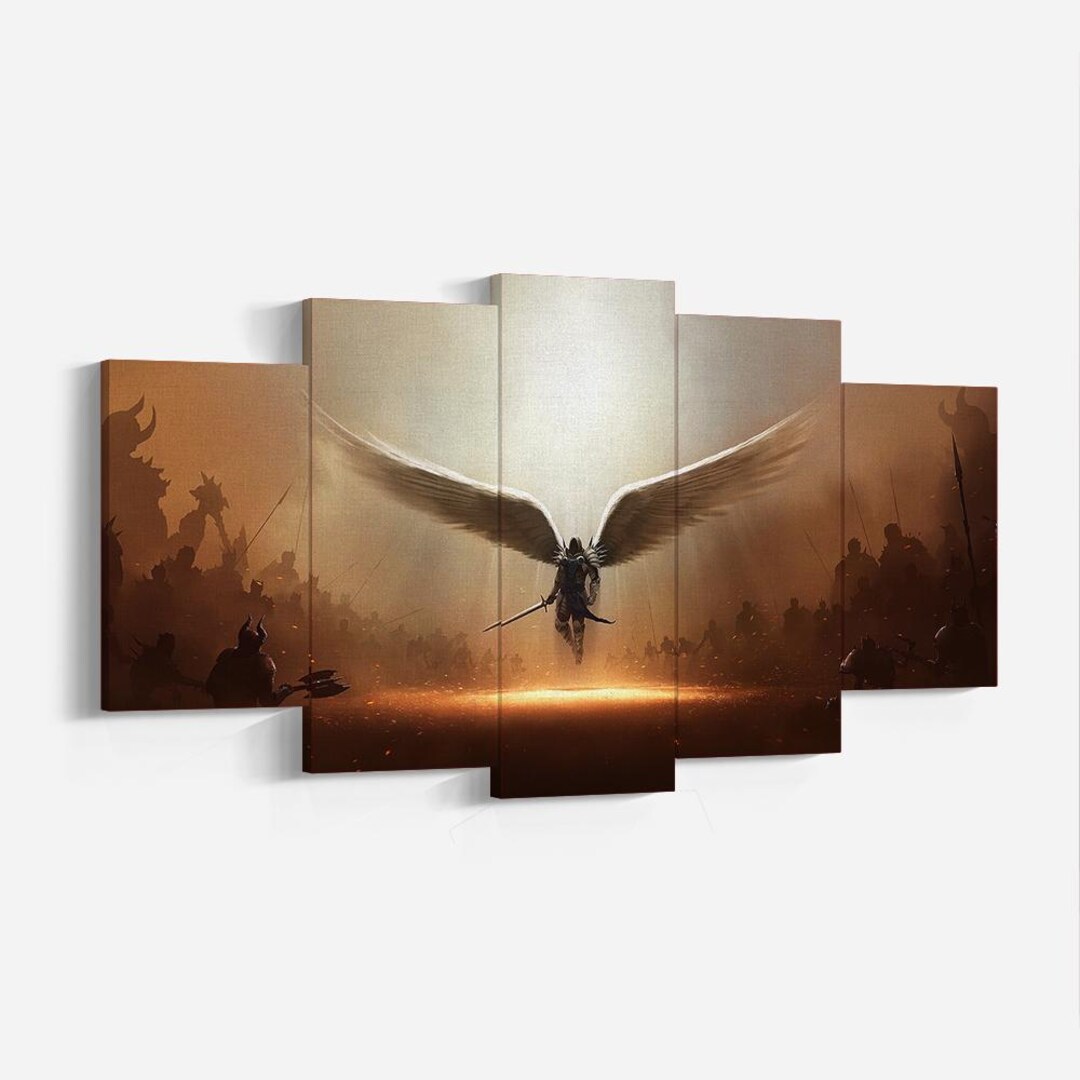 Archangel Michael Canvas , Warrior Angel Wall Art, Archangel Canvas ...