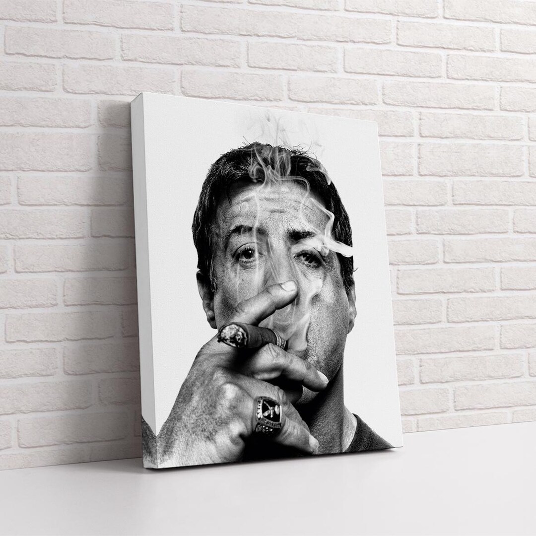 Sylvester Stallone Canvas, Rocky Balboa Smoking Wall Art, Movie Poster ...