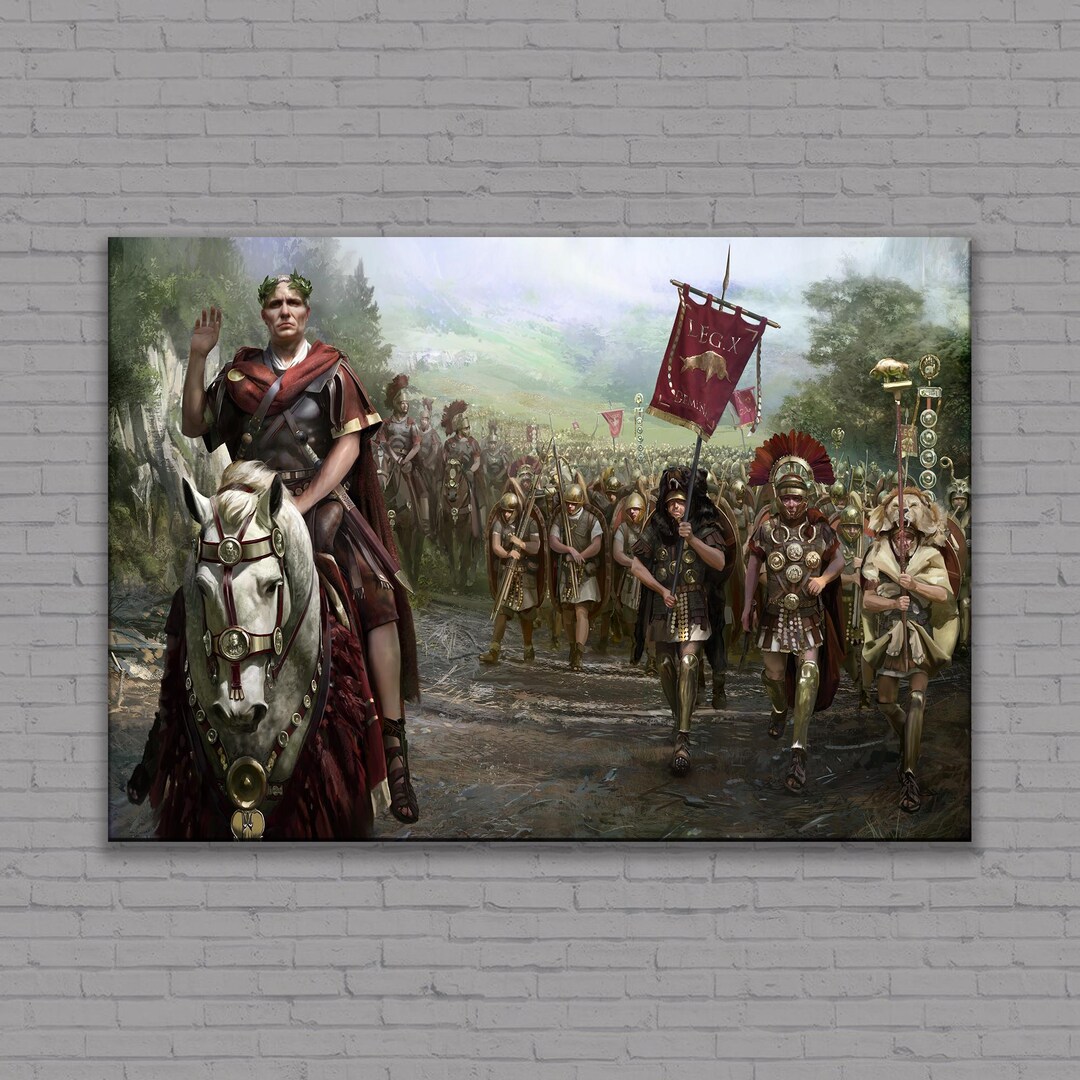 Julius Caesar and Army Canvas Wall Art, War Poster, Historical Art ...