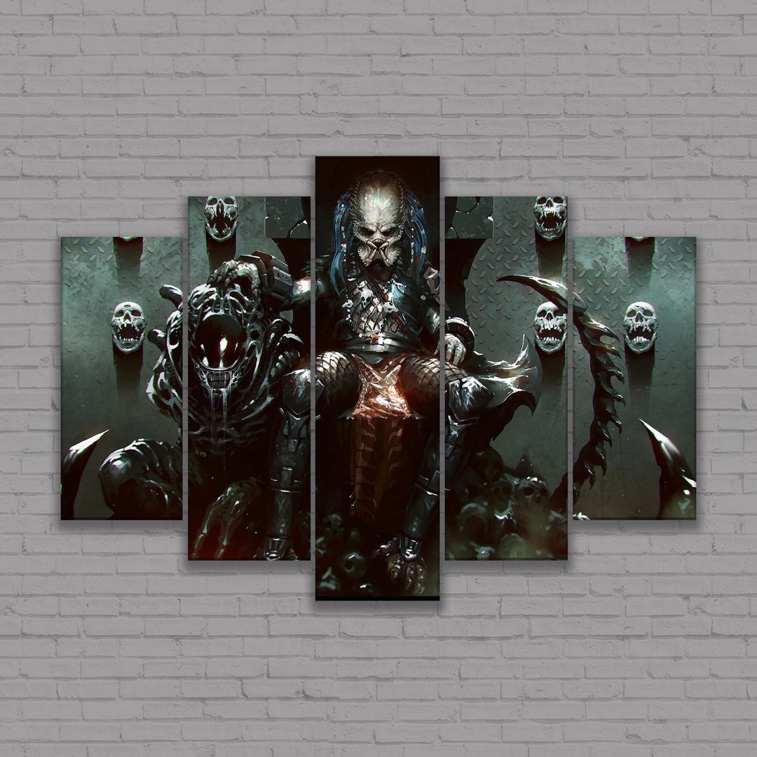 Predator Alien Canvas Art, 5 Piece Canvas Wall Art, Predator 5 Piece ...