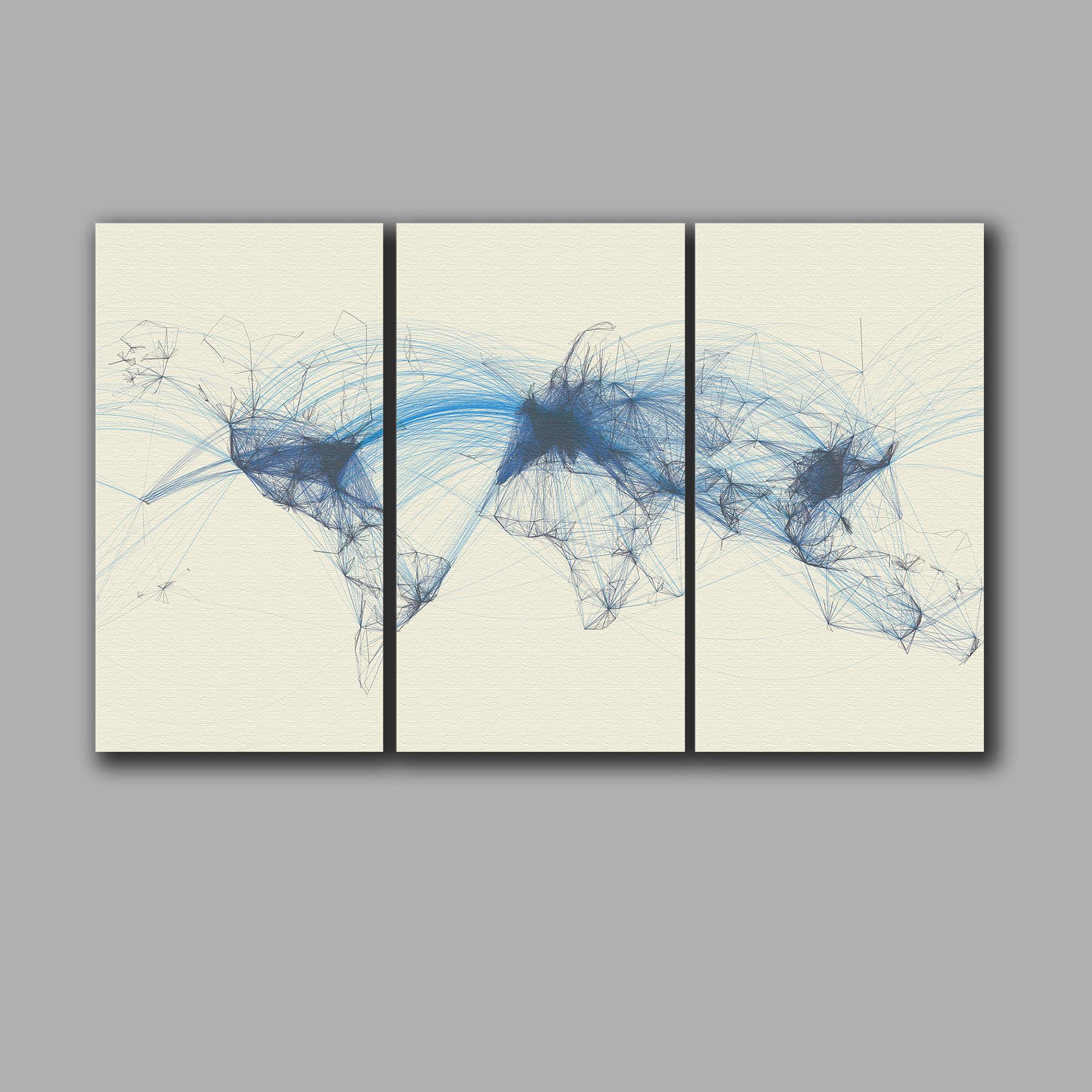 Flight Route Canvas, Aviation World Map Wall Art, 5 Piece Canvas ...