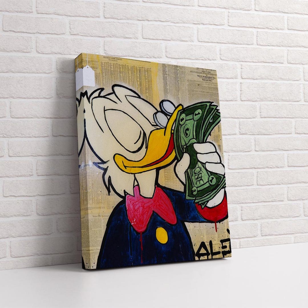 Daffy Duck Money Wall Art, Luxury Canvas, Scrooge Mcduck Poster ...