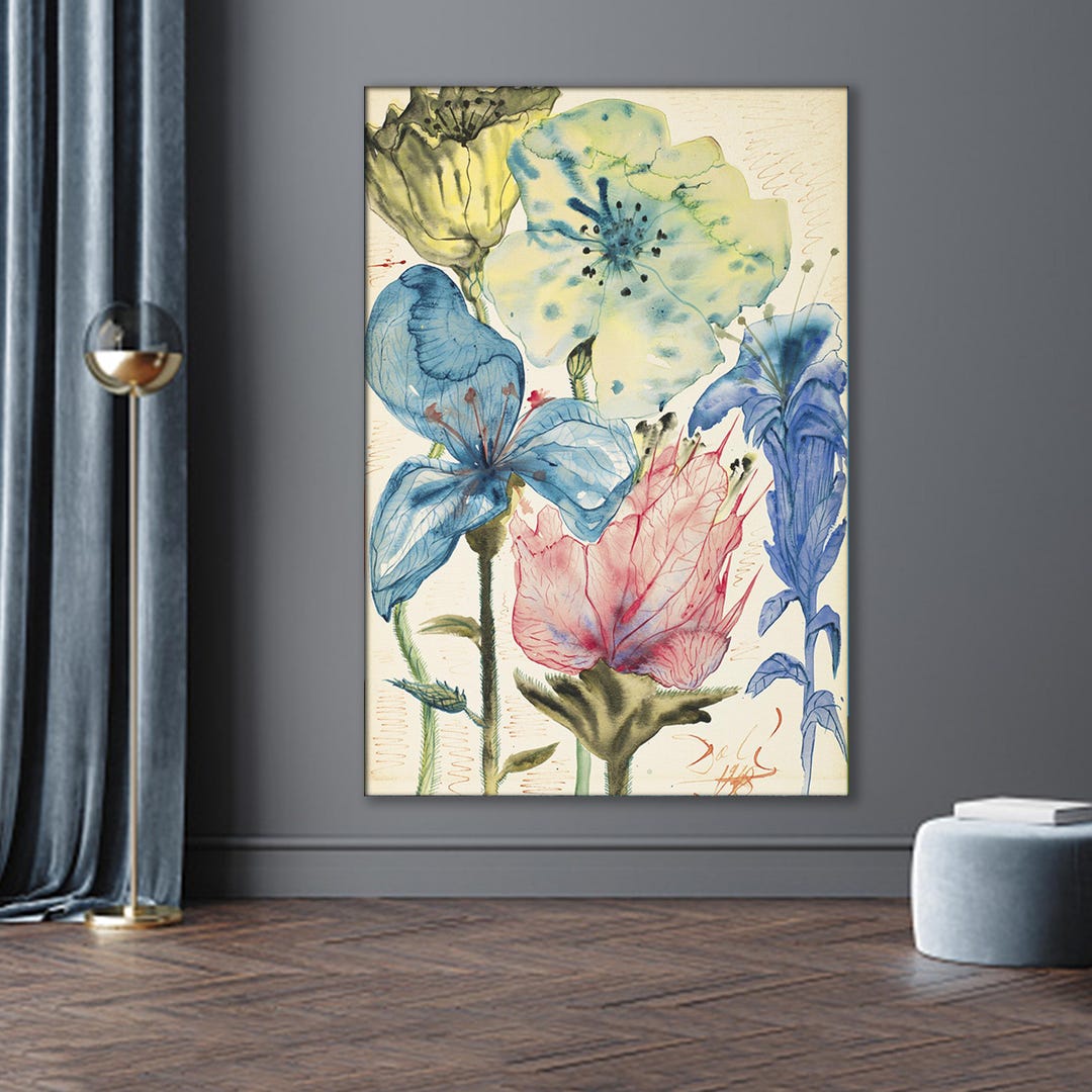 Salvador Dali Exhibition, Salvador Dali Fleurs 1948, Dali Flowers Poster, Wildflower Decor ...