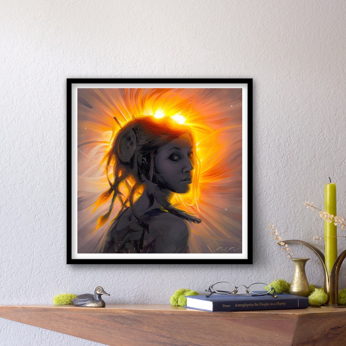 Solar Eclipse - Print of Original Oil Painting, Outer Space Visionary ...