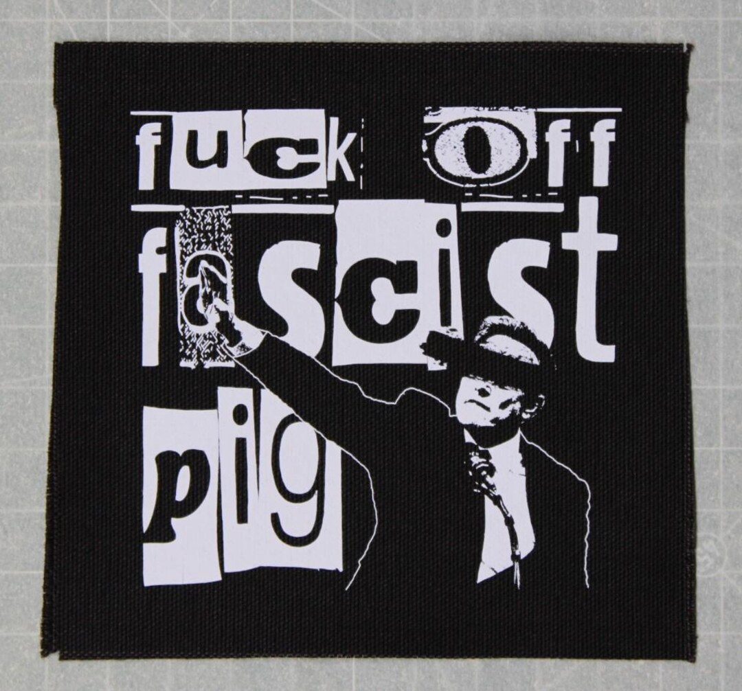 Elon Musk Fascist Pig Punk Patch DIY ANTIFA Metal Crust Doom Canvas Sew ...
