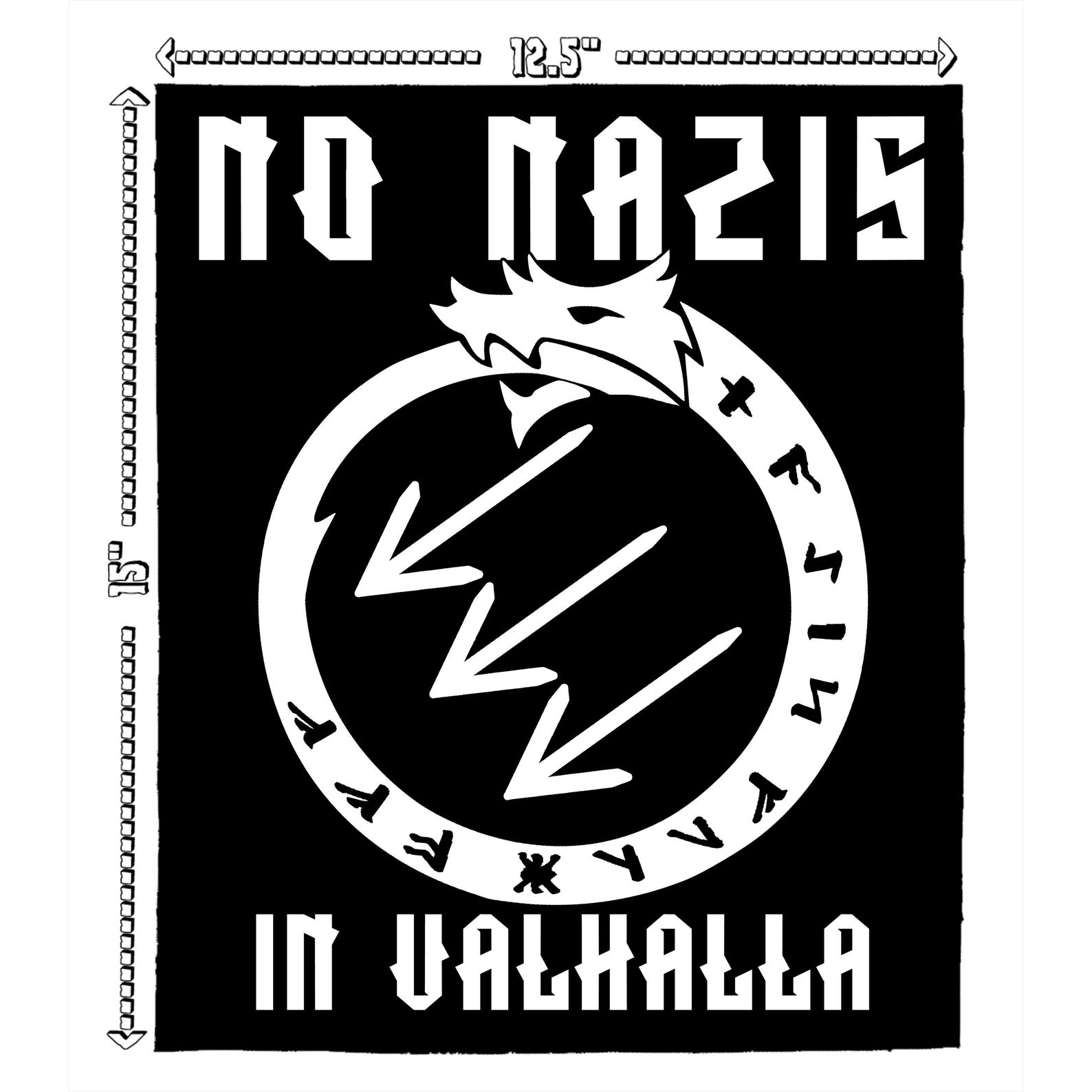 No Nazis in Valhalla BACK PATCH DIY Ouroboros Runes Antifa Metal Crust ...