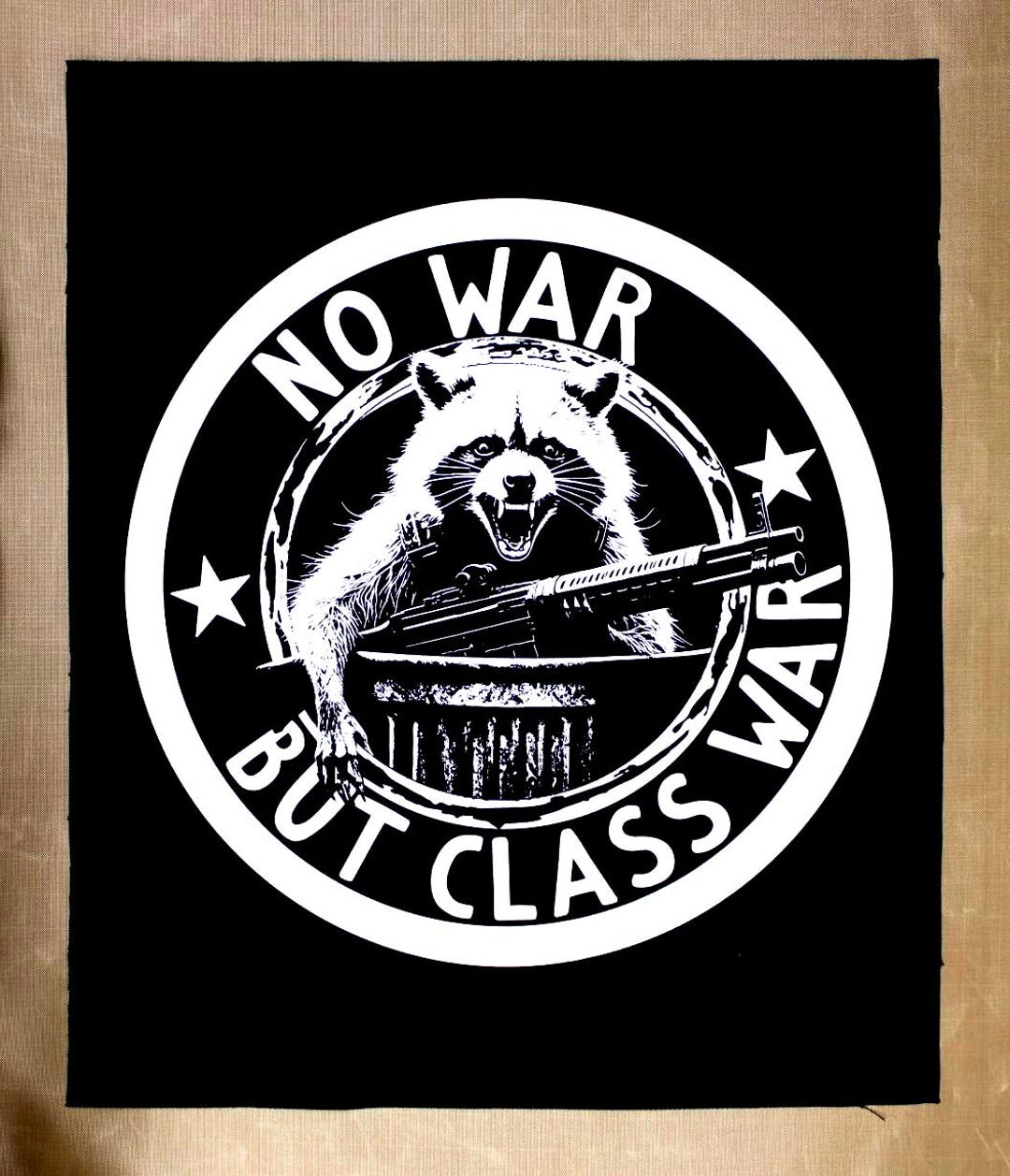 No War but Class War Raccoon Punk BACK PATCH DIY Antifa Metal Crust ...