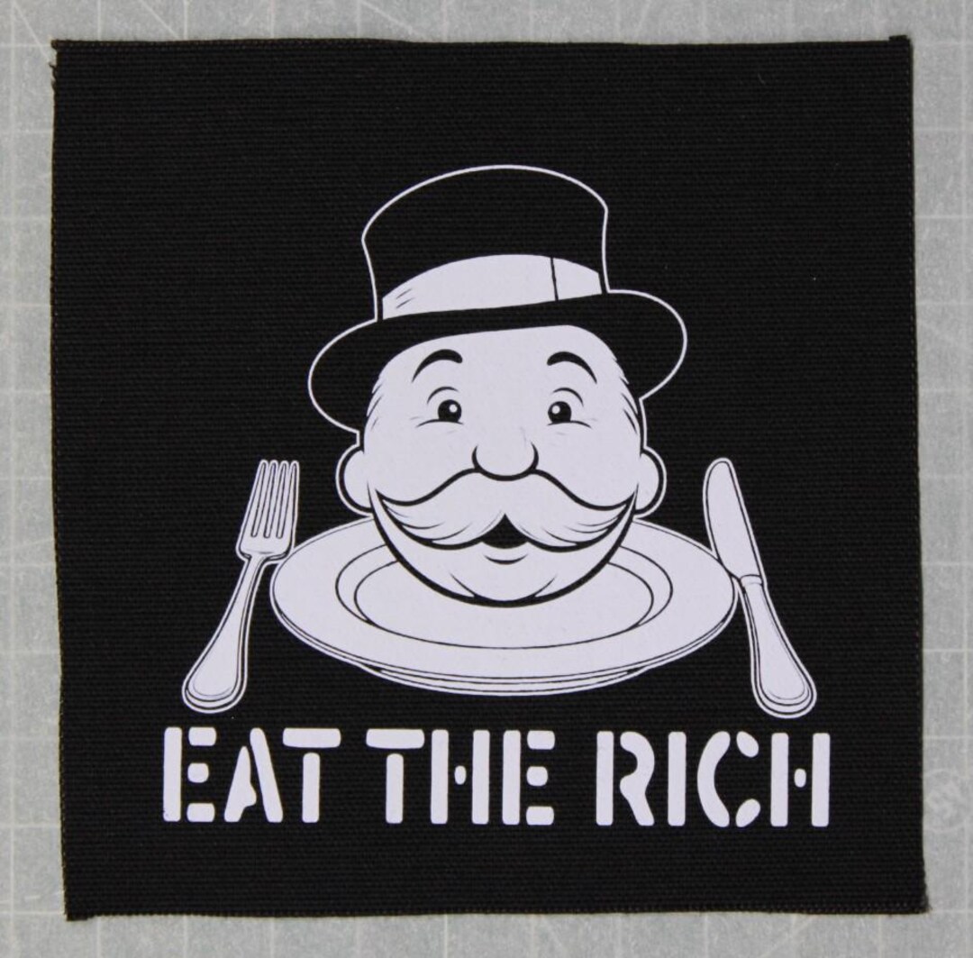 Eat the Rich Monopoly Man Punk Patch DIY Metal Crust Doom Canvas Sew-on ...
