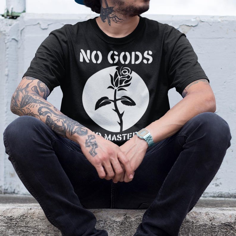 No Gods No Masters Anarchy Rose DIY Punk Shirt Crust Metal Ska Doom ...