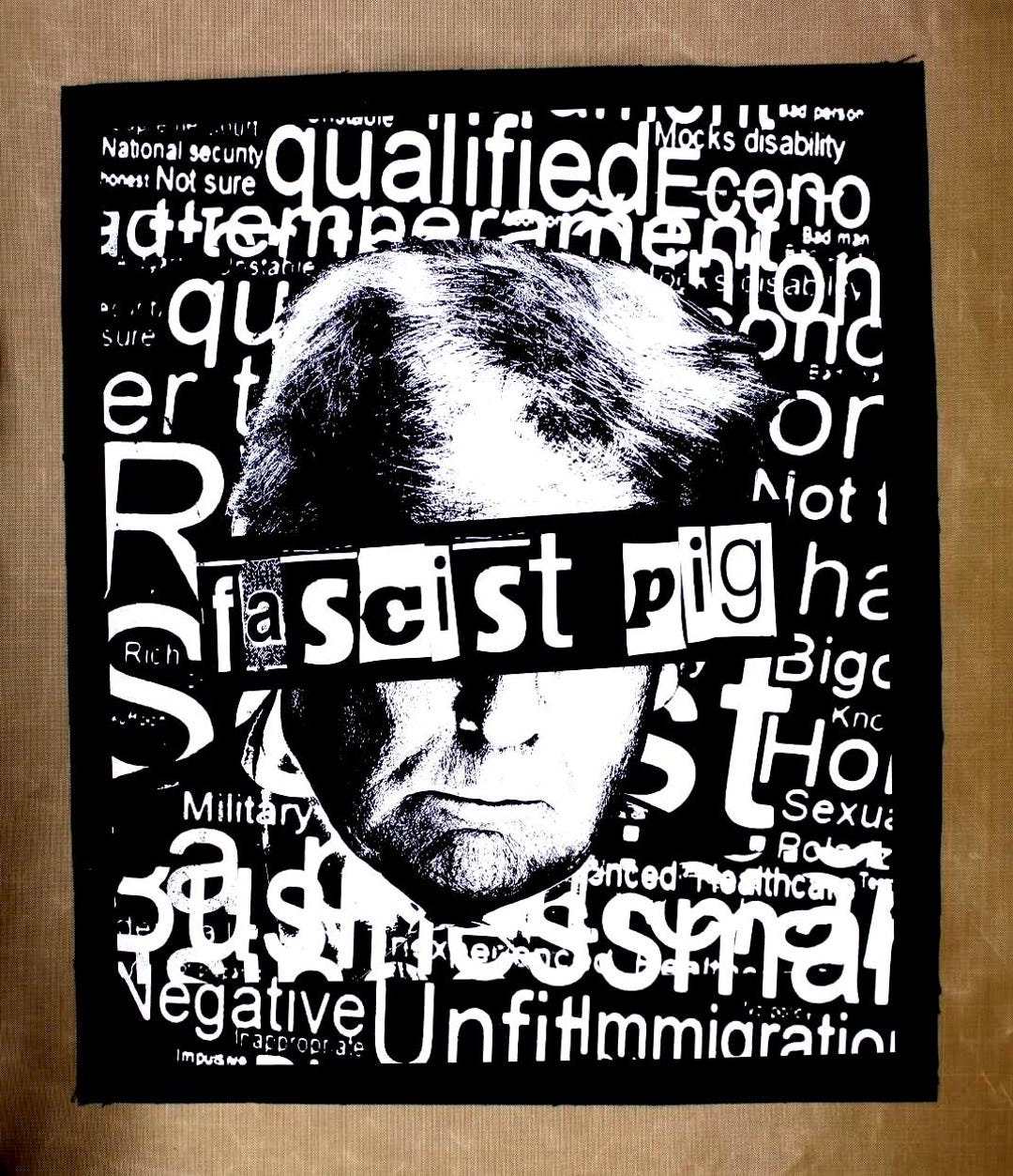 Donald Trump Fascist Pig BACK PATCH DIY Antifa Metal Crust Doom ...