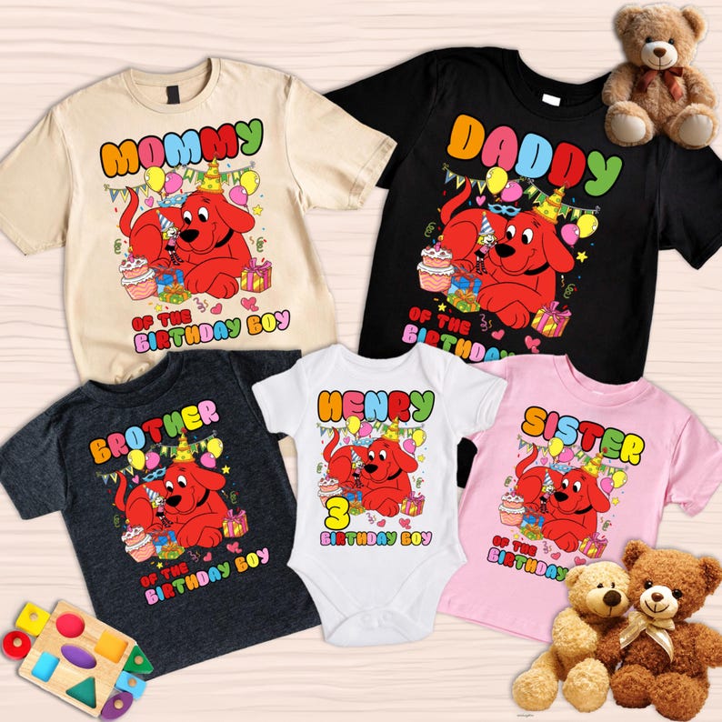 Custom Clifford Dog Family Birthday Shirt File PNG, Clifford Dog Party ...