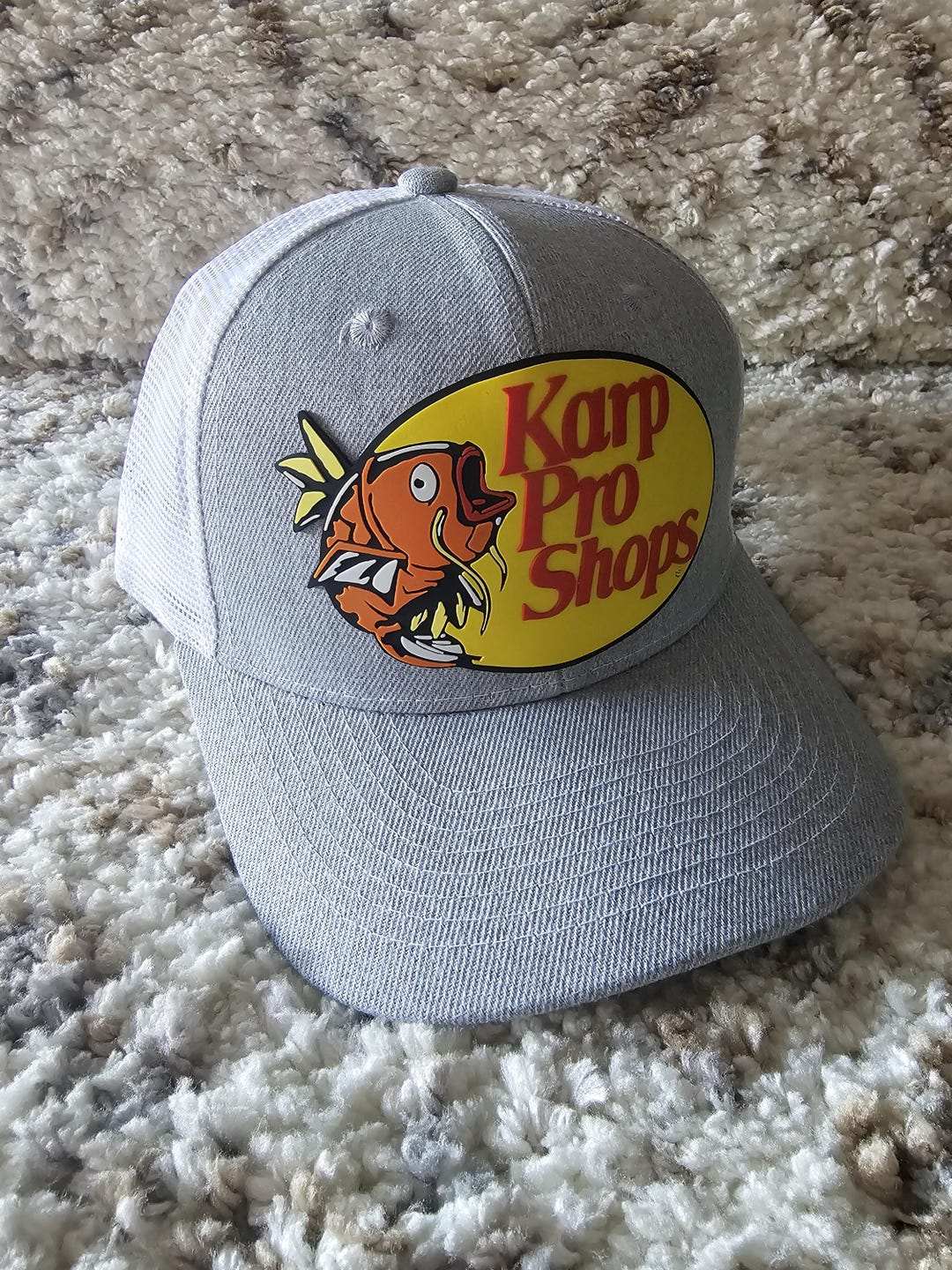 Custom Light Gray/white Trucker Hat "karp Pro Shops". One Size Fits All ...