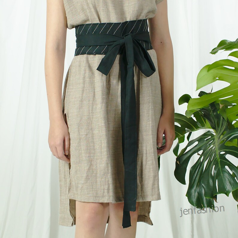 Black Linen Belt Linen Tie Belt Wide Belt Linen Wrap Belt | Etsy