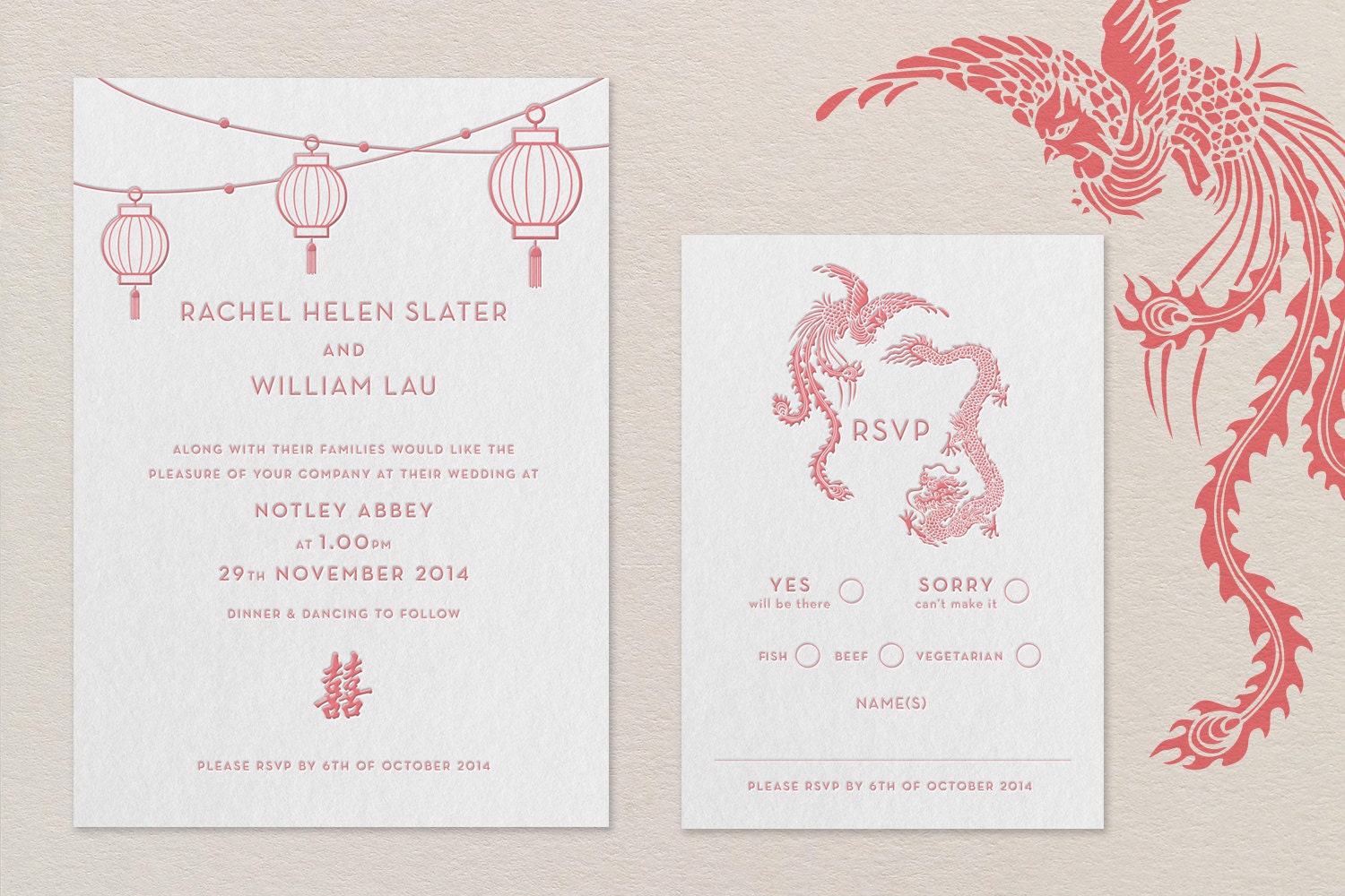 Joy Personalised Letterpress Wedding Invitations Double - Etsy UK