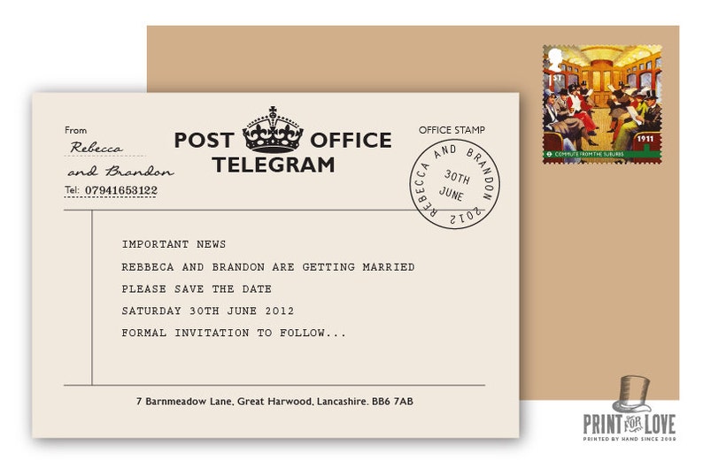 Vintage Telegram Save the Date SAMPLE - Etsy UK