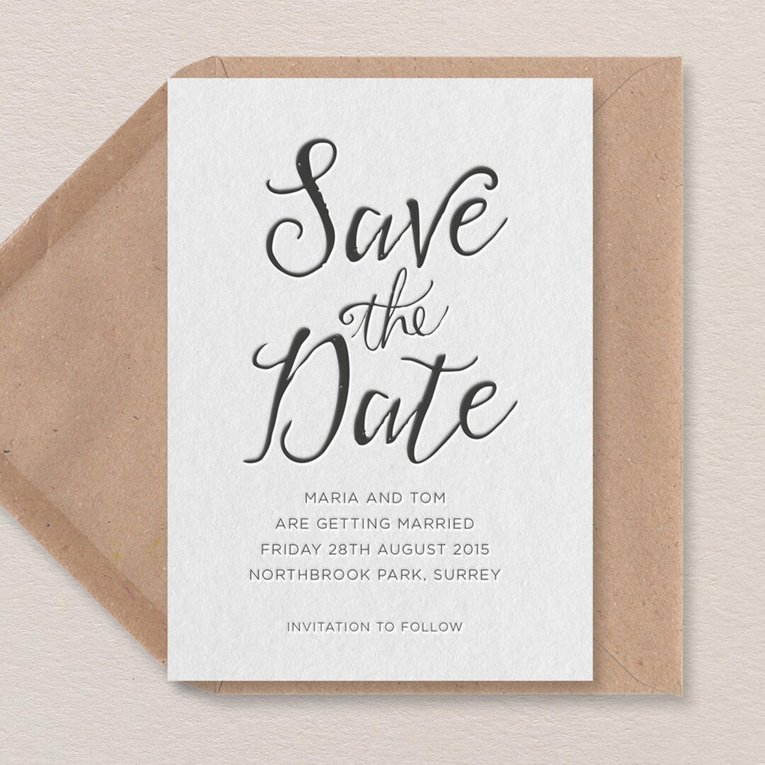 Modern Calligraphy Letterpress Save the Date. Style E Sample - Etsy