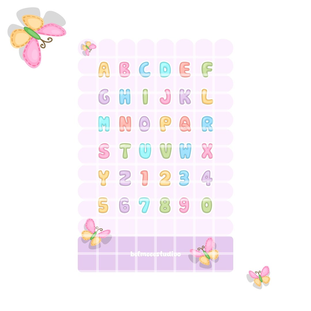 Butterfly Bliss Pastel Stickers Alphabet & Numbers - Etsy