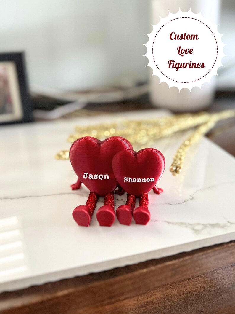 Personalized 3D Printed Heart Figurines, Custom Couple Name Gift - Etsy