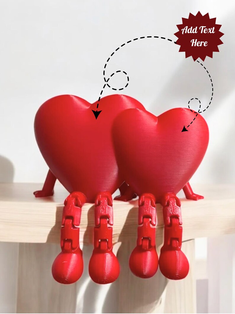 Personalized 3D Printed Heart Figurines, Custom Couple Name Gift - Etsy