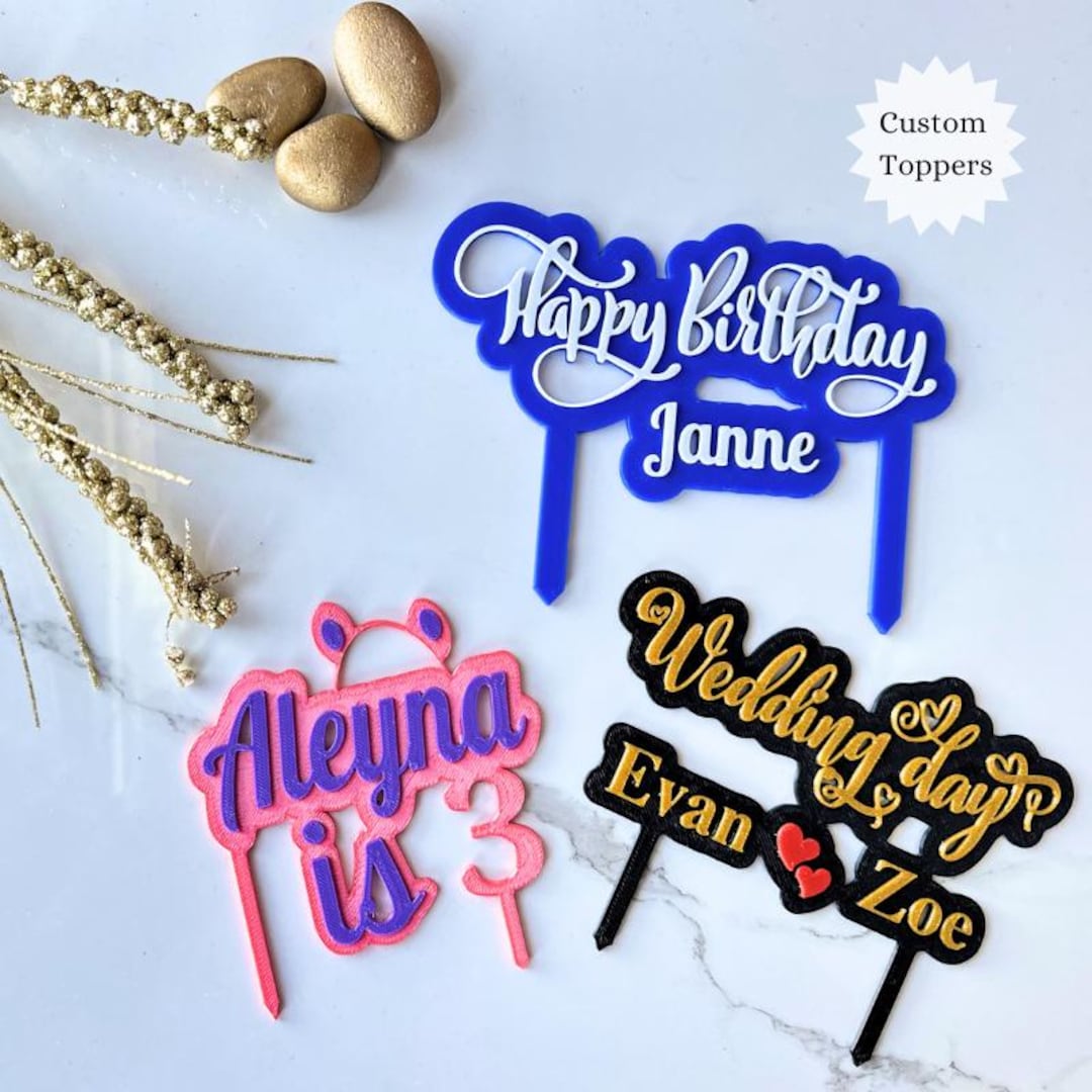 Custom 3D Printed Cake Topper: Personalized Birthday, Wedding, and ...