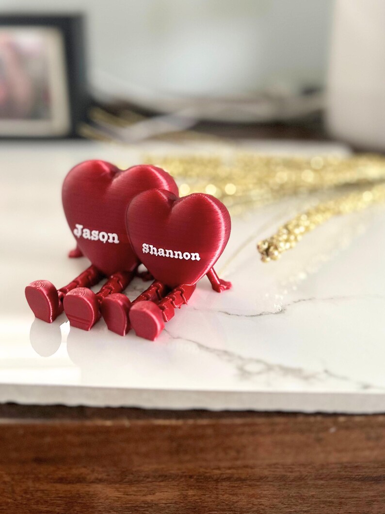 Personalized 3D Printed Heart Figurines, Custom Couple Name Gift - Etsy
