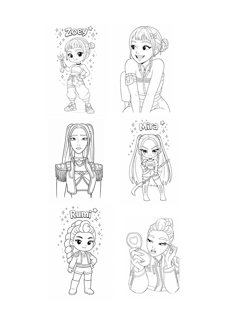 Printable K Pop Demon Hunters Coloring Pages | Fantasy Girls Coloring ...