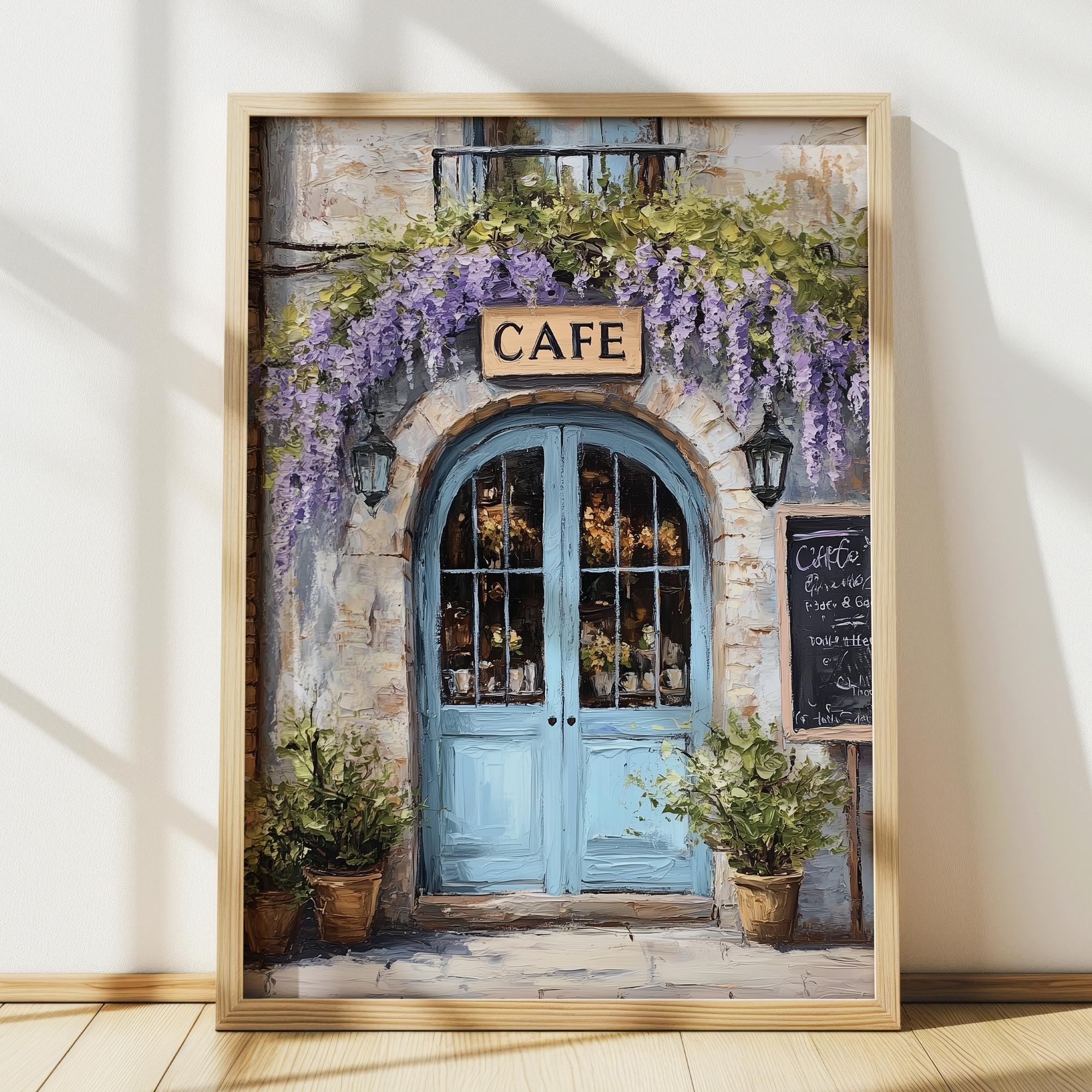 French Cafe Wall Art, Rustic Watercolor Painting, European Vintage ...