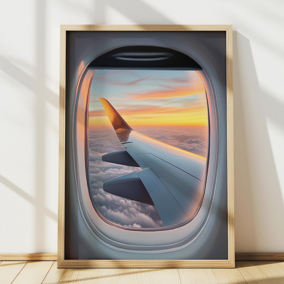 Travel Poster, Airplane Window Seat Decor, Travel Wall Art, Plane Wing ...