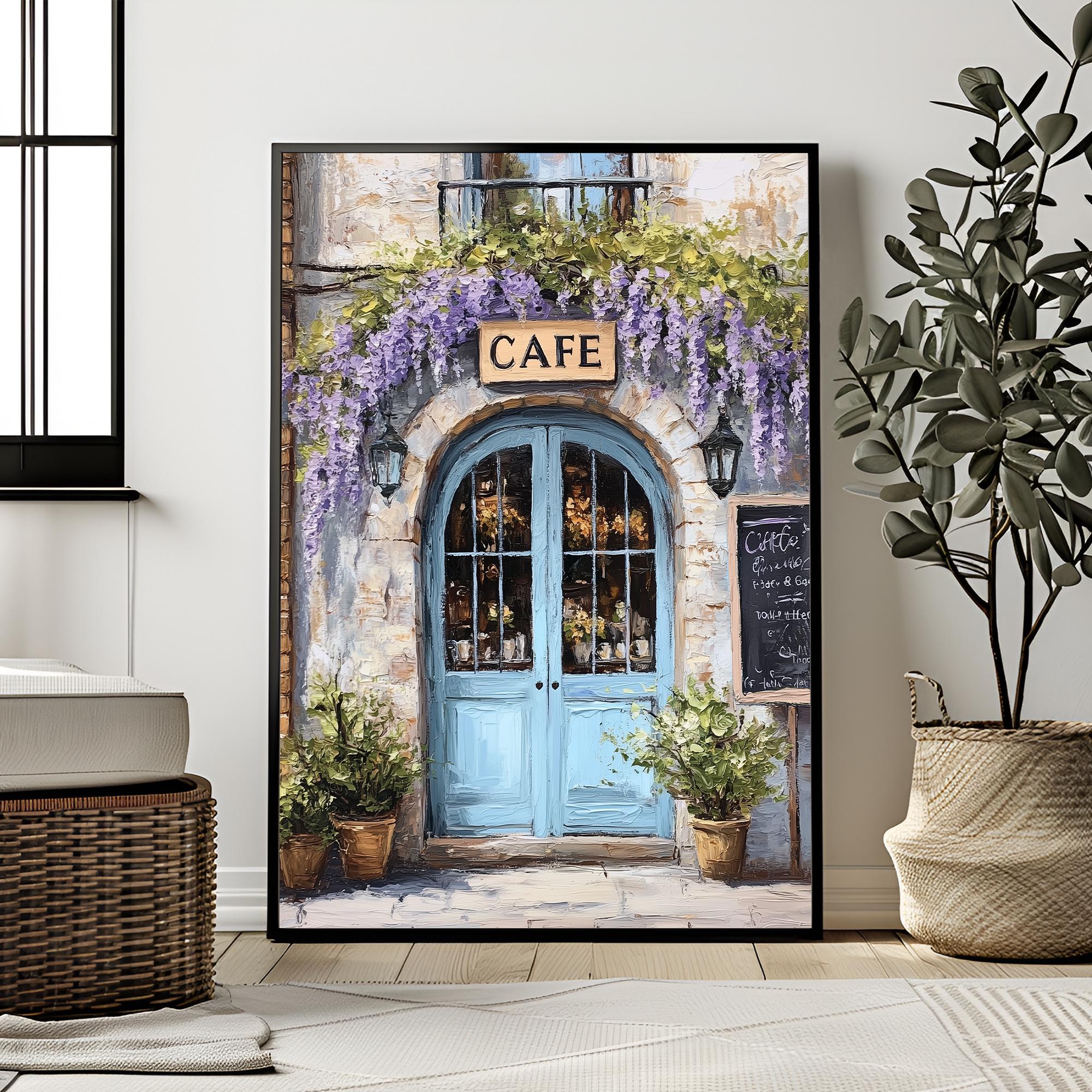 French Cafe Wall Art, Rustic Watercolor Painting, European Vintage ...