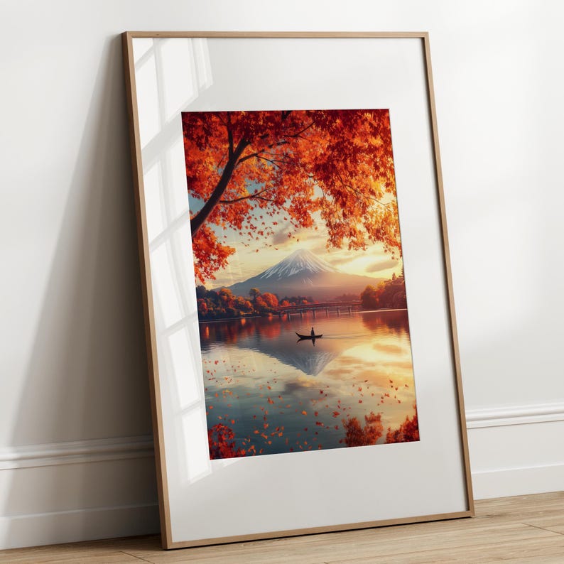 Mount Fuji Art, Japanese Wall Art, Japanese Decor, Cherry Blossom Art ...
