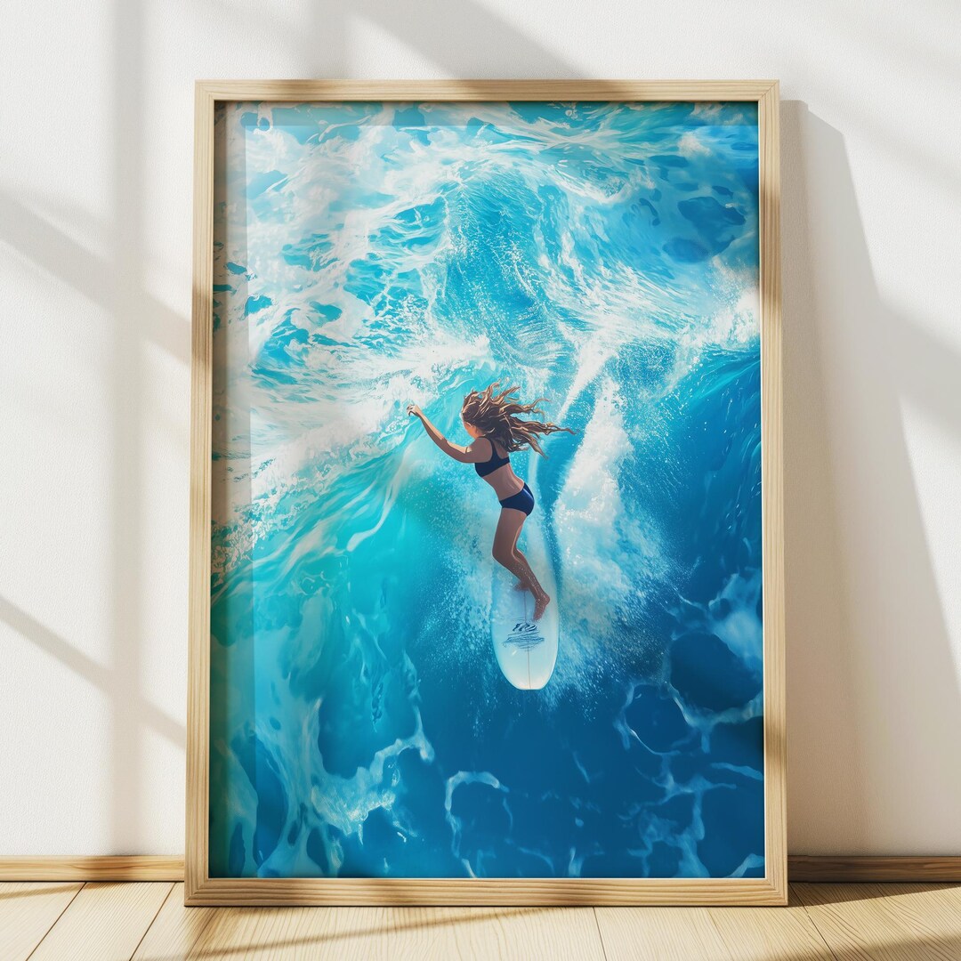 Surfer Girl Wall Art, Beach Prints, Woman Surfing Poster, Surf Print ...