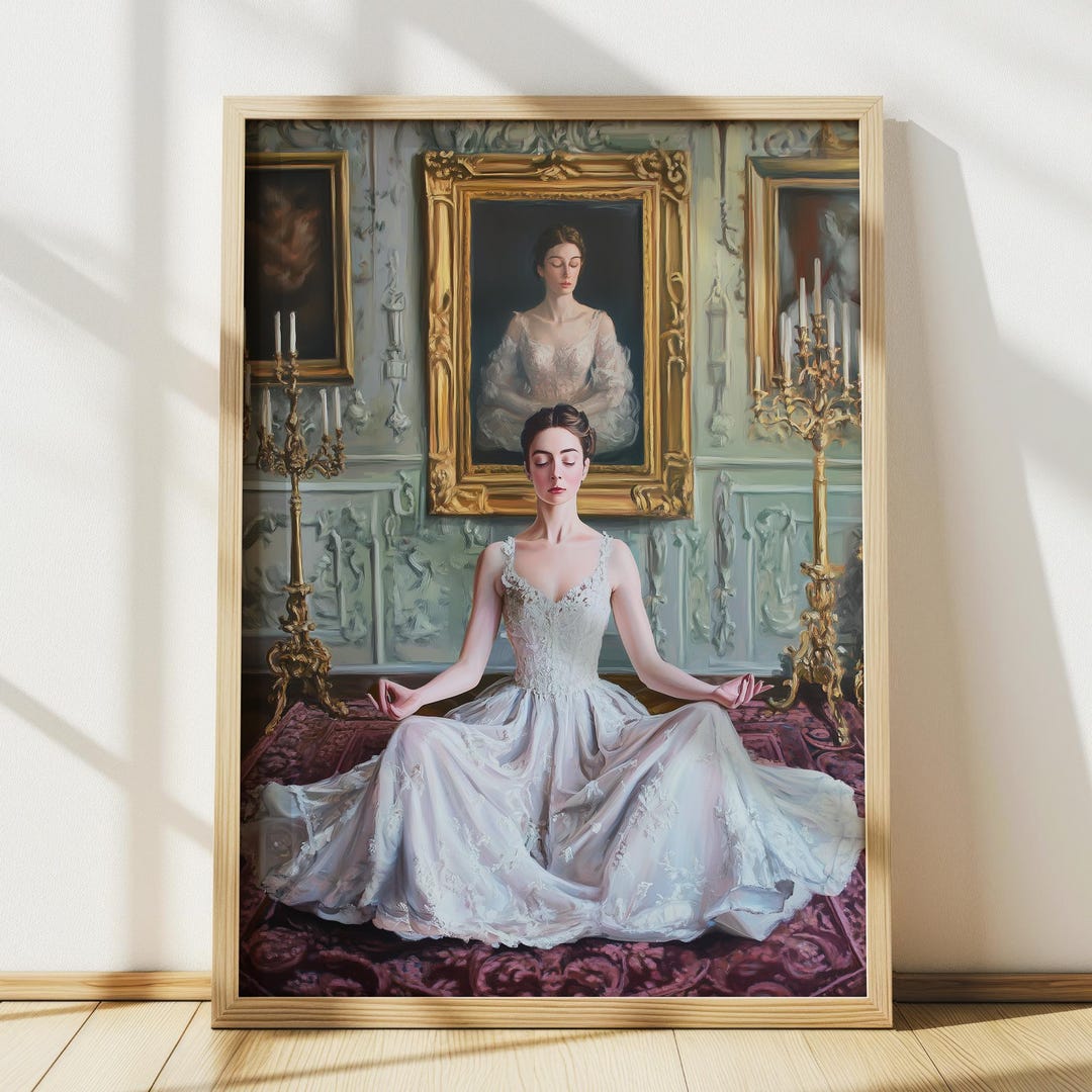 Vintage Princess Meditation Wall Art, Royal Woman Yoga Print, Antique ...