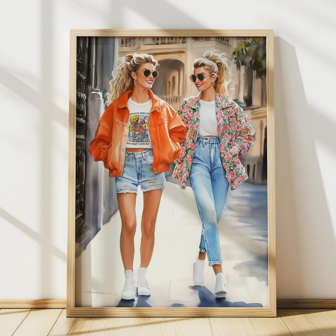 90s Retro Wall Art, 1990s Fashion Print, Girls Vintage Poster ...