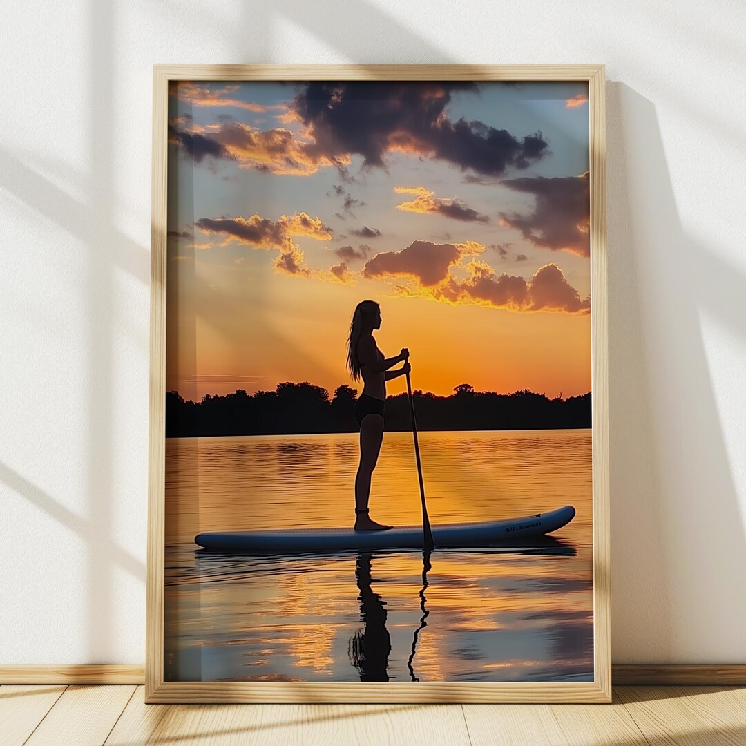 Beach Wall Art, Paddle Board Art, Girl Paddle Boarding, Beach Prints ...