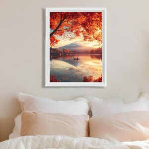 Mount Fuji Art, Japanese Wall Art, Japanese Decor, Cherry Blossom Art ...