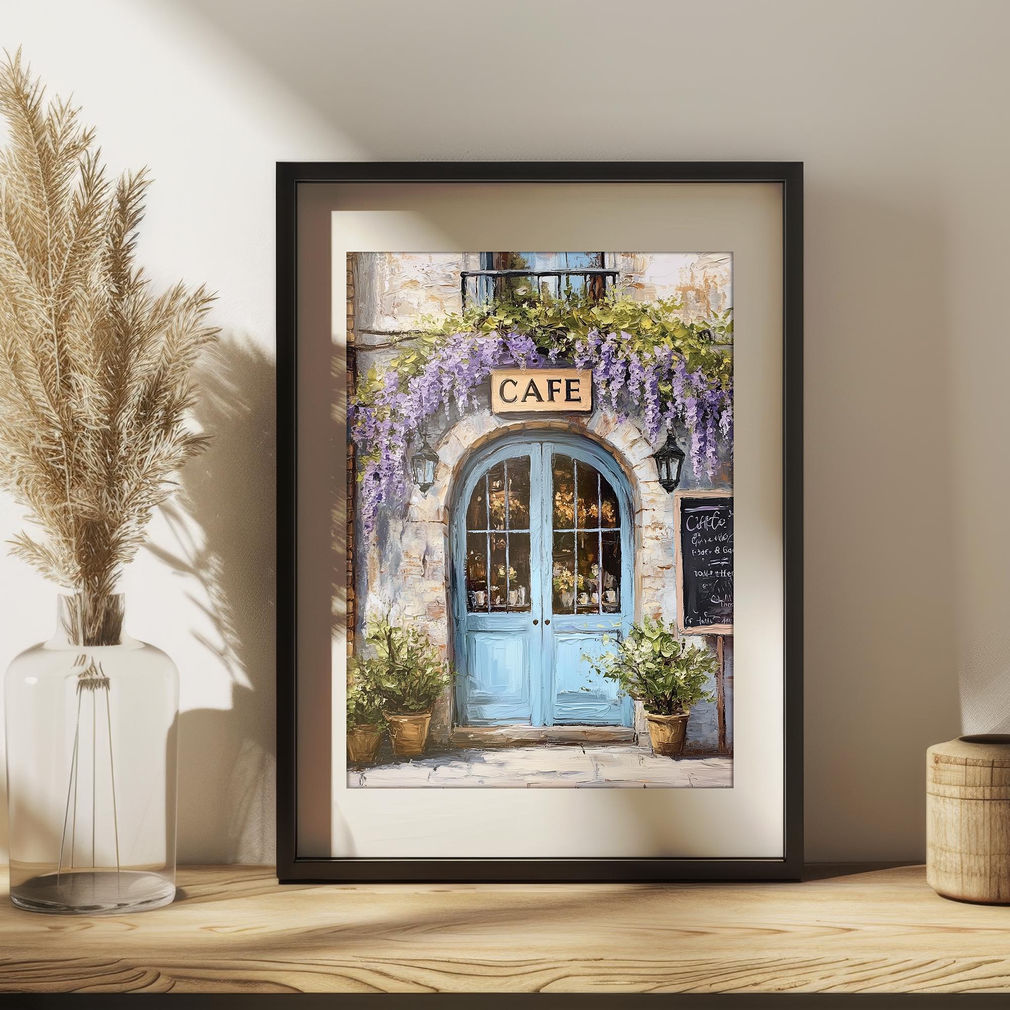 French Cafe Wall Art, Rustic Watercolor Painting, European Vintage ...