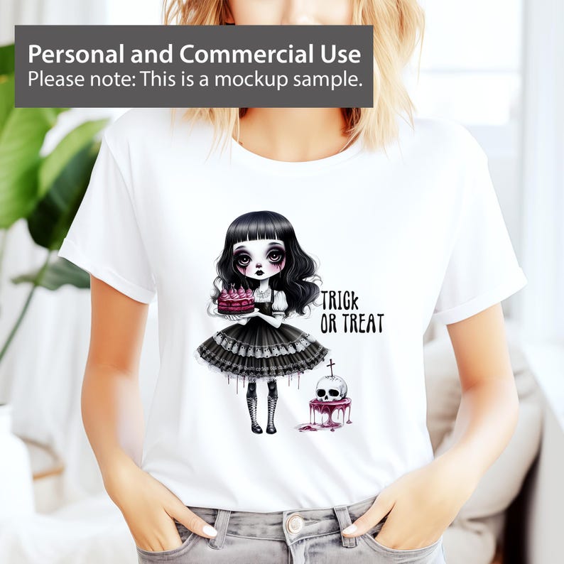 Gothic Baker Halloween Clipart, 15 PNG Black Witch Horror Doll Print ...