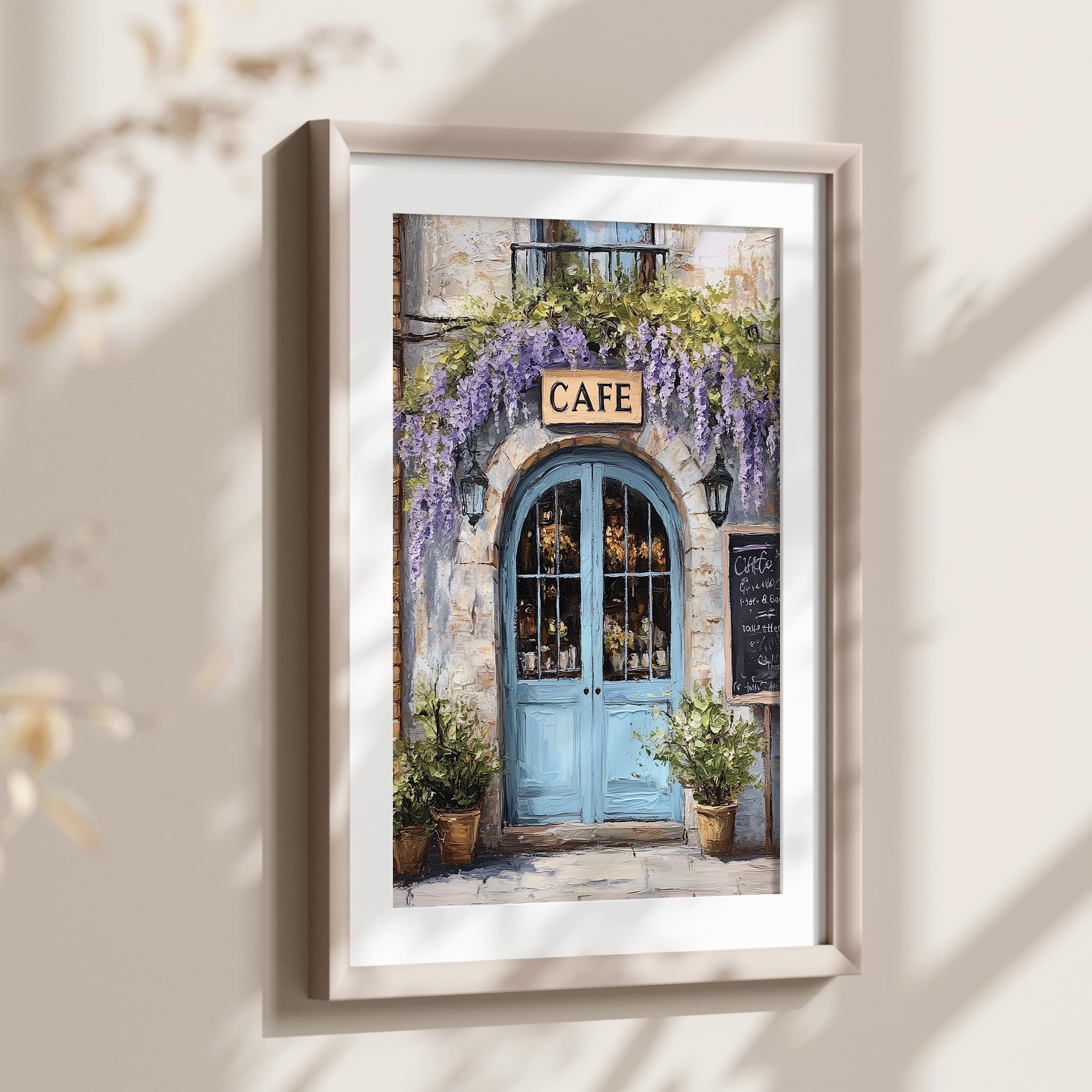 French Cafe Wall Art, Rustic Watercolor Painting, European Vintage ...