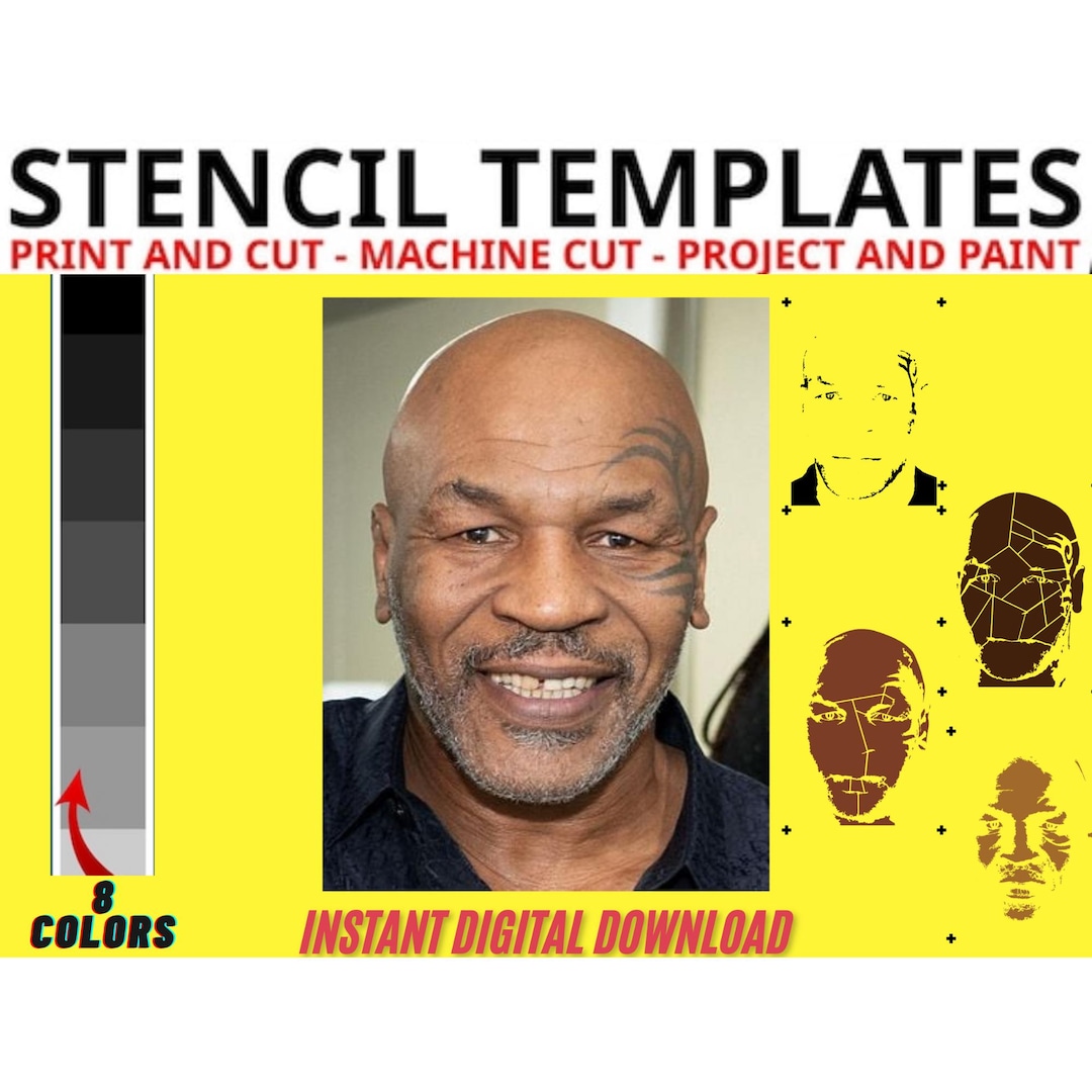 Multilayer Template Mike Tyson 8 Layers Cricut Files Spray Paint ...