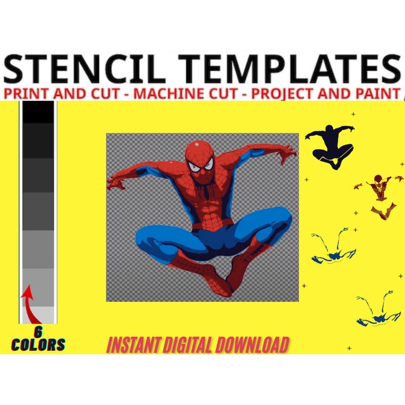 Multilayer Template Spiderman 6 Layers Cricut Files Spray Paint ...