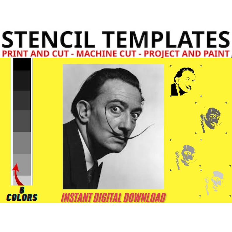 Salvador Dali Multilayer Stencil Templates: 6 Layer PNG Files for ...