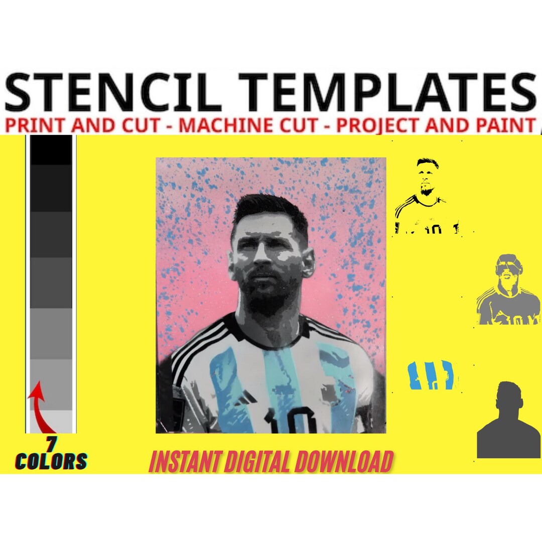 Multilayer Template Messi 7 Layers Cricut Files Spray Paint, Multilayer ...