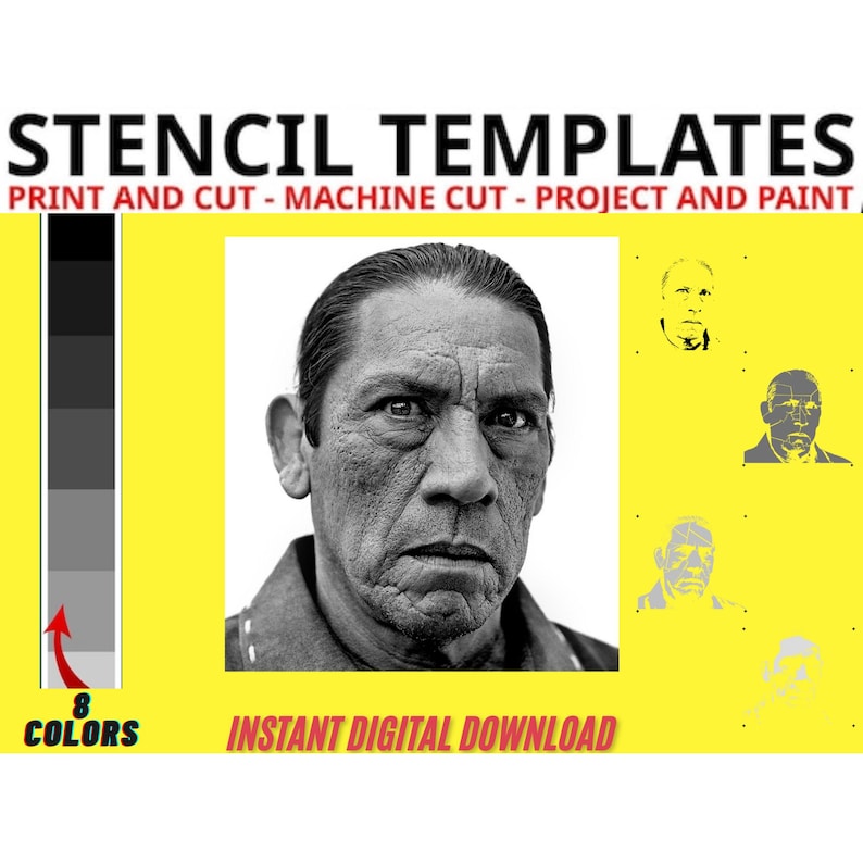 Multilayer Template Danny Trejo 8 Layers Cricut Files Spray Paint ...